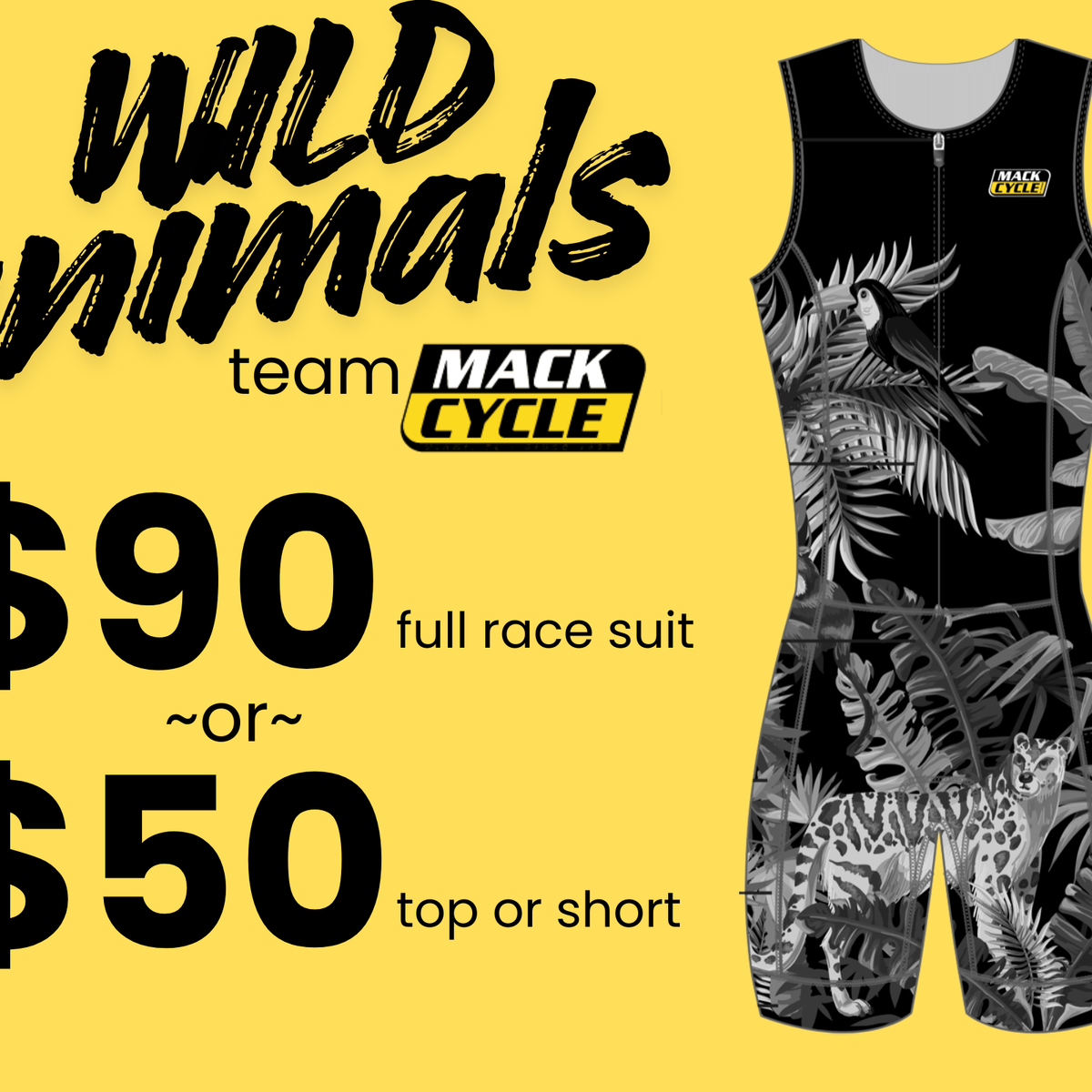 Men's Wild Animals Sleeveless Triathlon Race Suit | Safari Edition ...